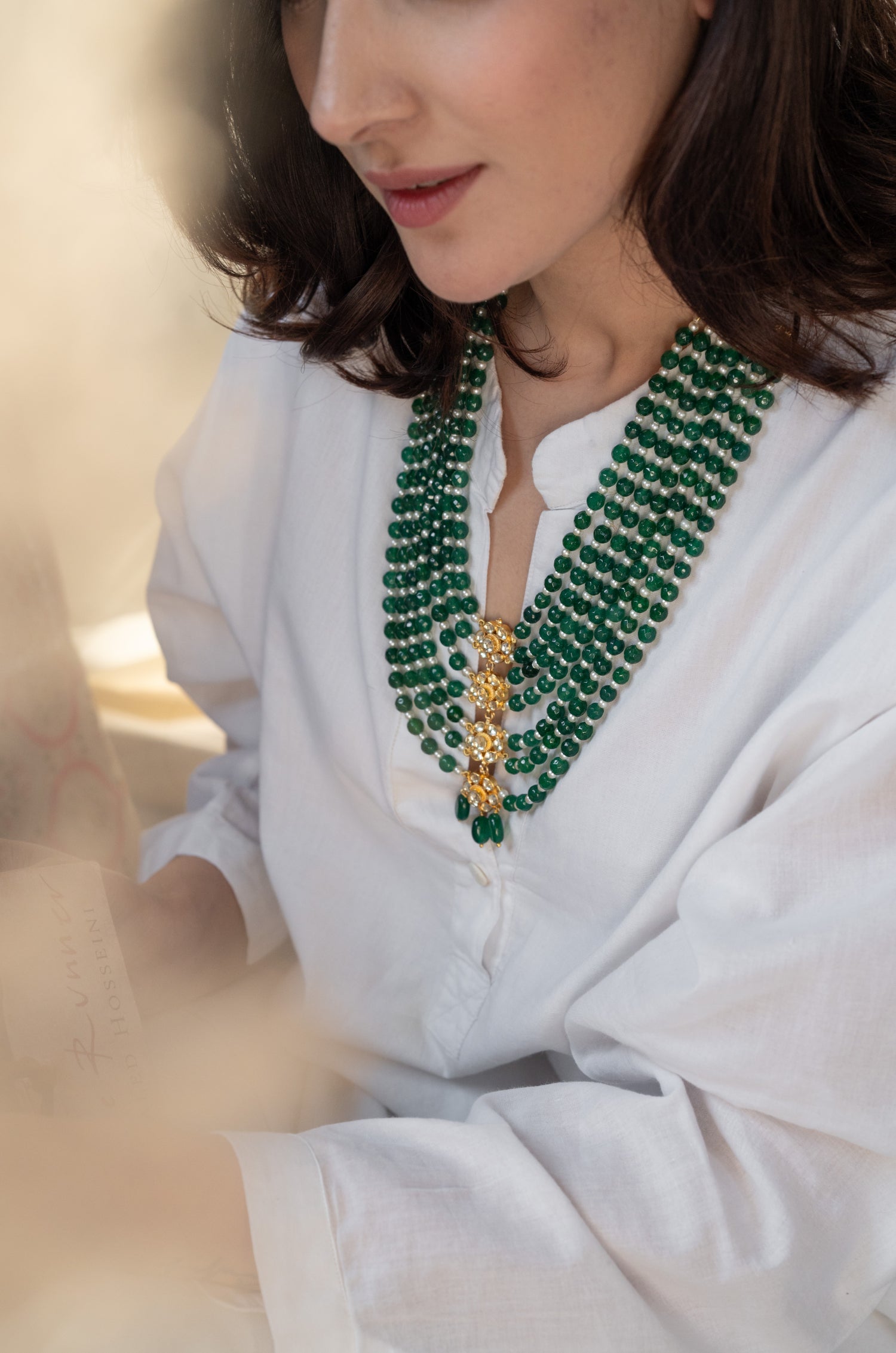 Edith Green Beaded Kundan Necklace – Do Taara