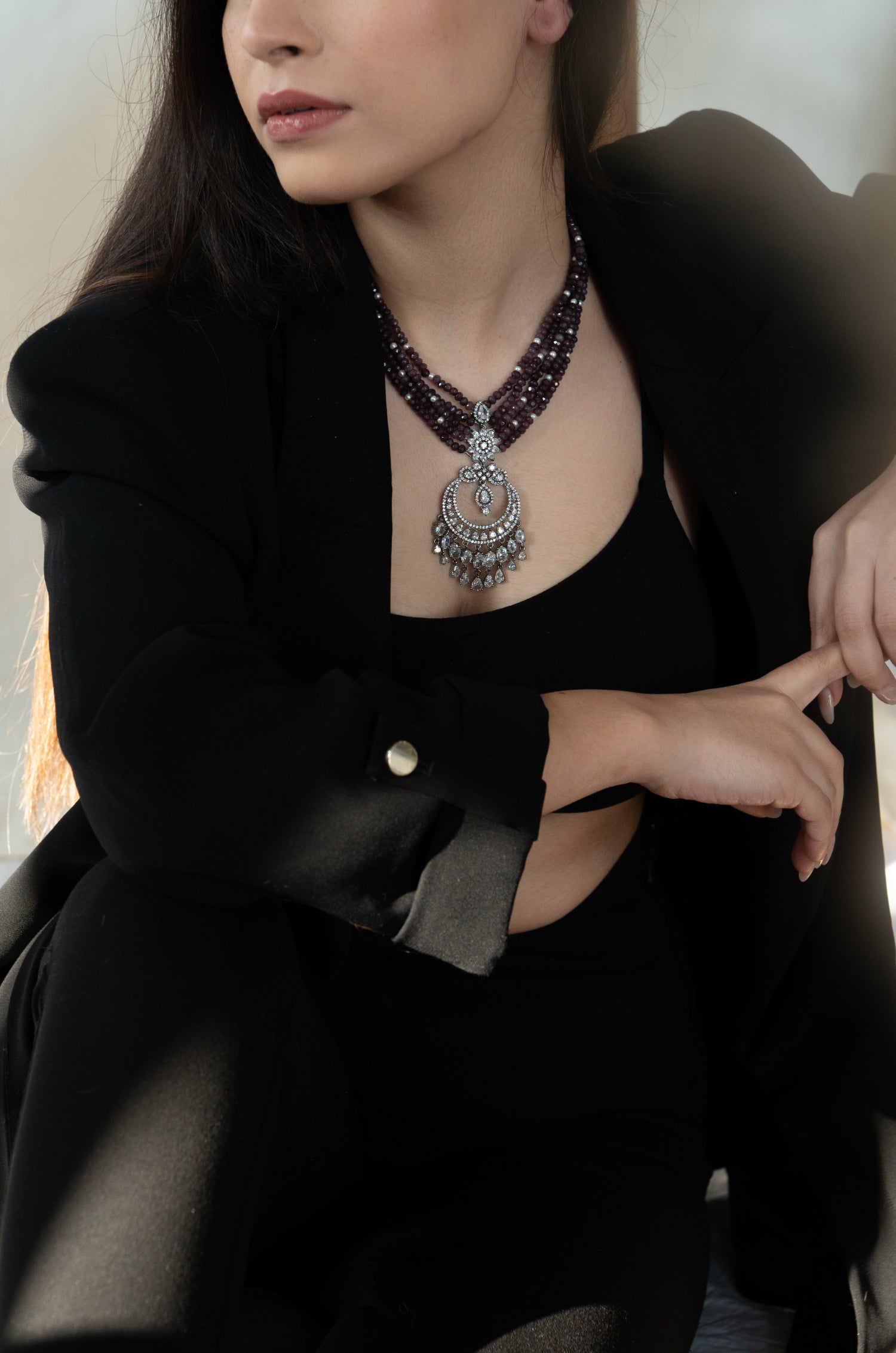 Azra Purple Faux Diamond Necklace – Do Taara