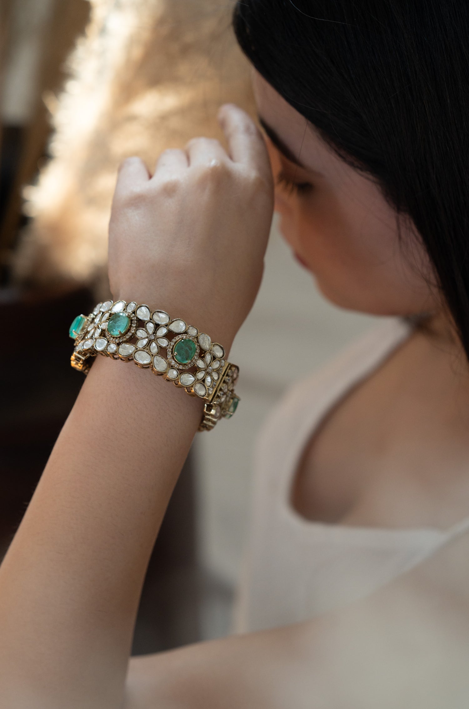 Daniela Green Polki Bangle – Do Taara