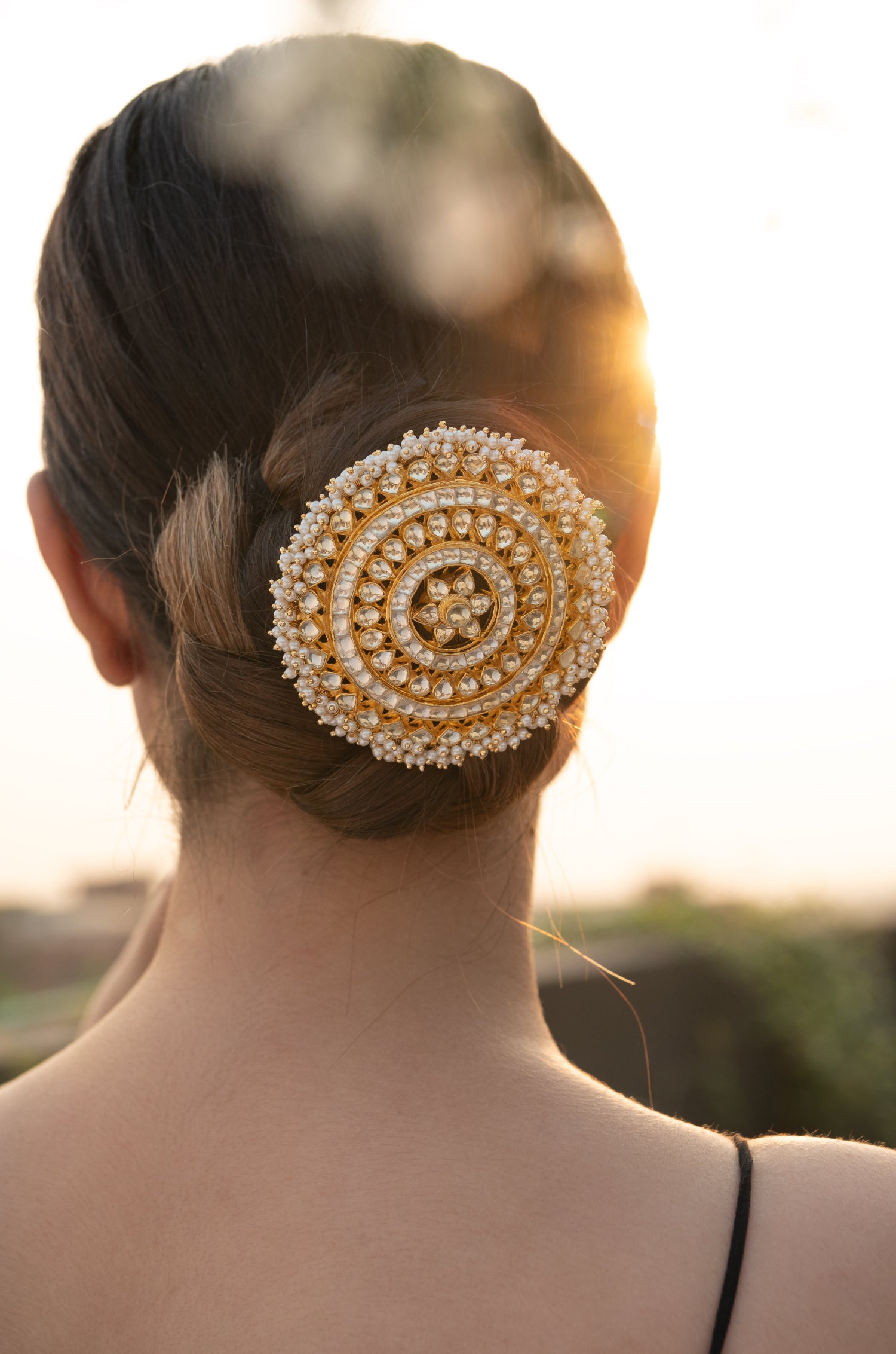 Jenita Kundan And Pearl Braid Pin – Do Taara