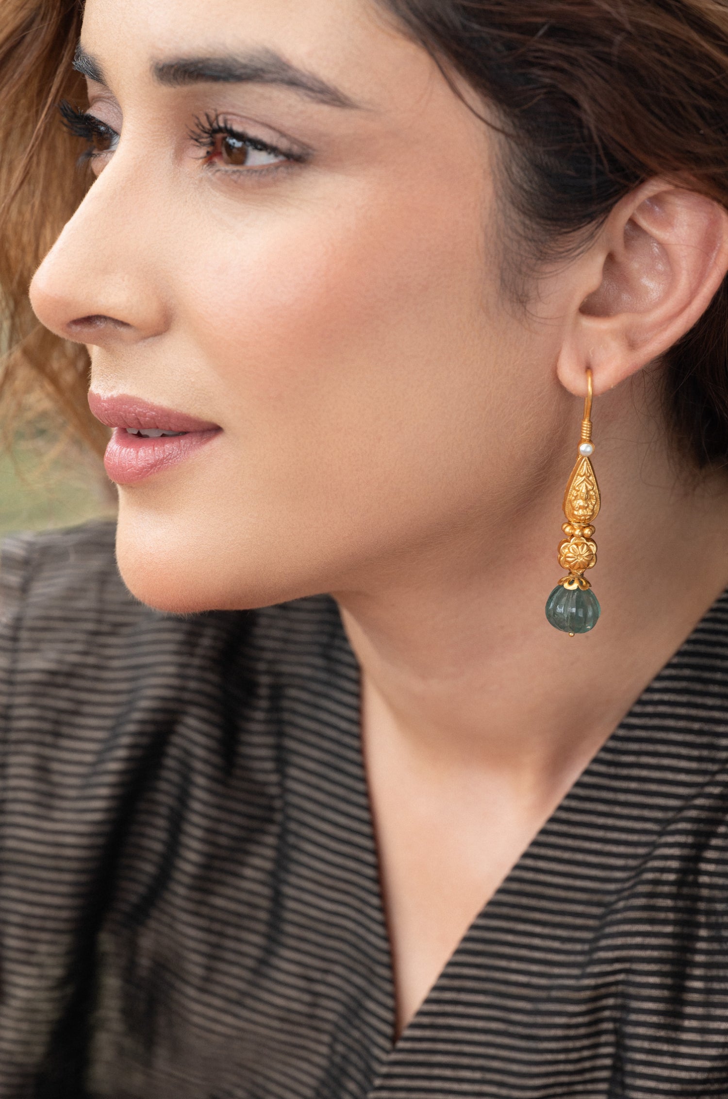 Subha Temple Work Fine Silver Earrings – Do Taara