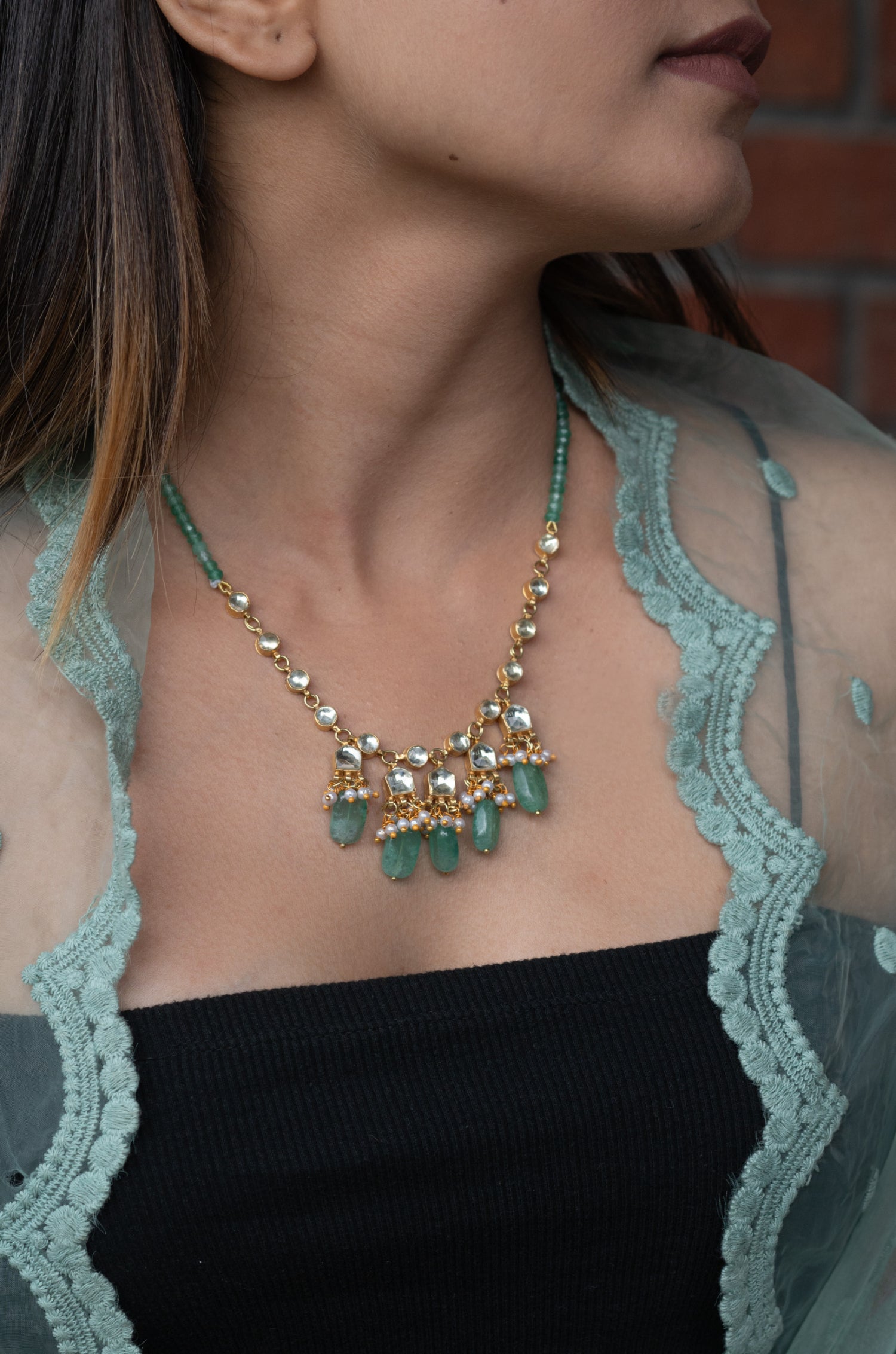 Paavni Mint Kundan Necklace – Do Taara