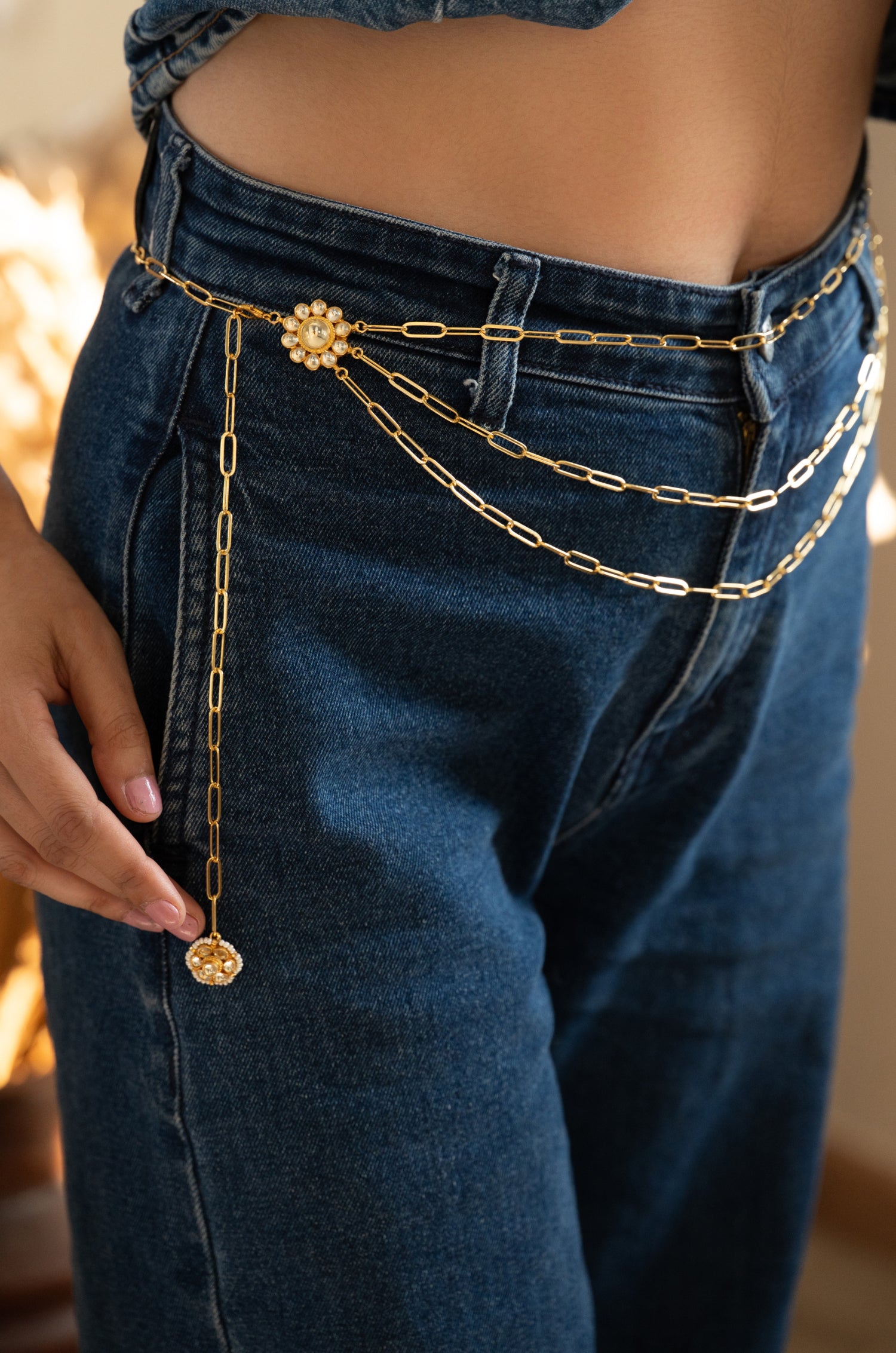 Dubree Layered Kundan Waistbelt – Do Taara